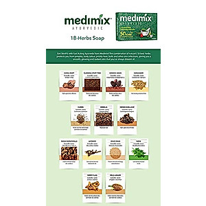 Medimix Herbal Handmade Ayurvedic Classic 18 Herb Soap for Healthy and Clear Skin (125 g)
