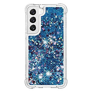 Phone Case Cover Glitter Case Compatible with Samsung Galaxy S22 Case Compatible with Women Girls Girly Sparkle Liquid Luxury Floating Quicksand Transparent Soft TPU Phone Case Bags Sleeves (Color :