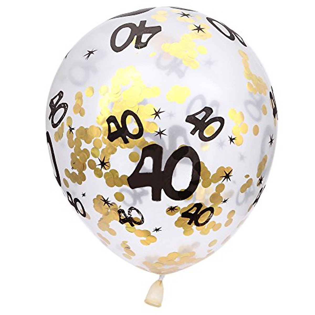 MeySimoon 40th Birthday Decorations 15pcs Clear Balloons with Gold Confetti Filled Printed 40 Latex Balloon for Happy 40 Year Old Birthday Party Favor (40th Confetti)