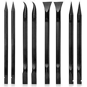 OIIKI 8 Pcs Plastic Scraper Tool, 4 Types Multi-Purpose Carbon Fiber Scraper, Non-Scratch Cleaning Tool, Pen-Shaped Scraper for Removing Labels, Stickers, Food, Paint, Oil Stains (Black)