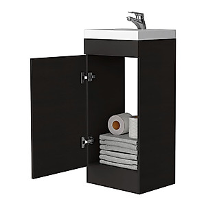 Bathroom Vanity Sink Jozz, Single Door Cabinet - Black