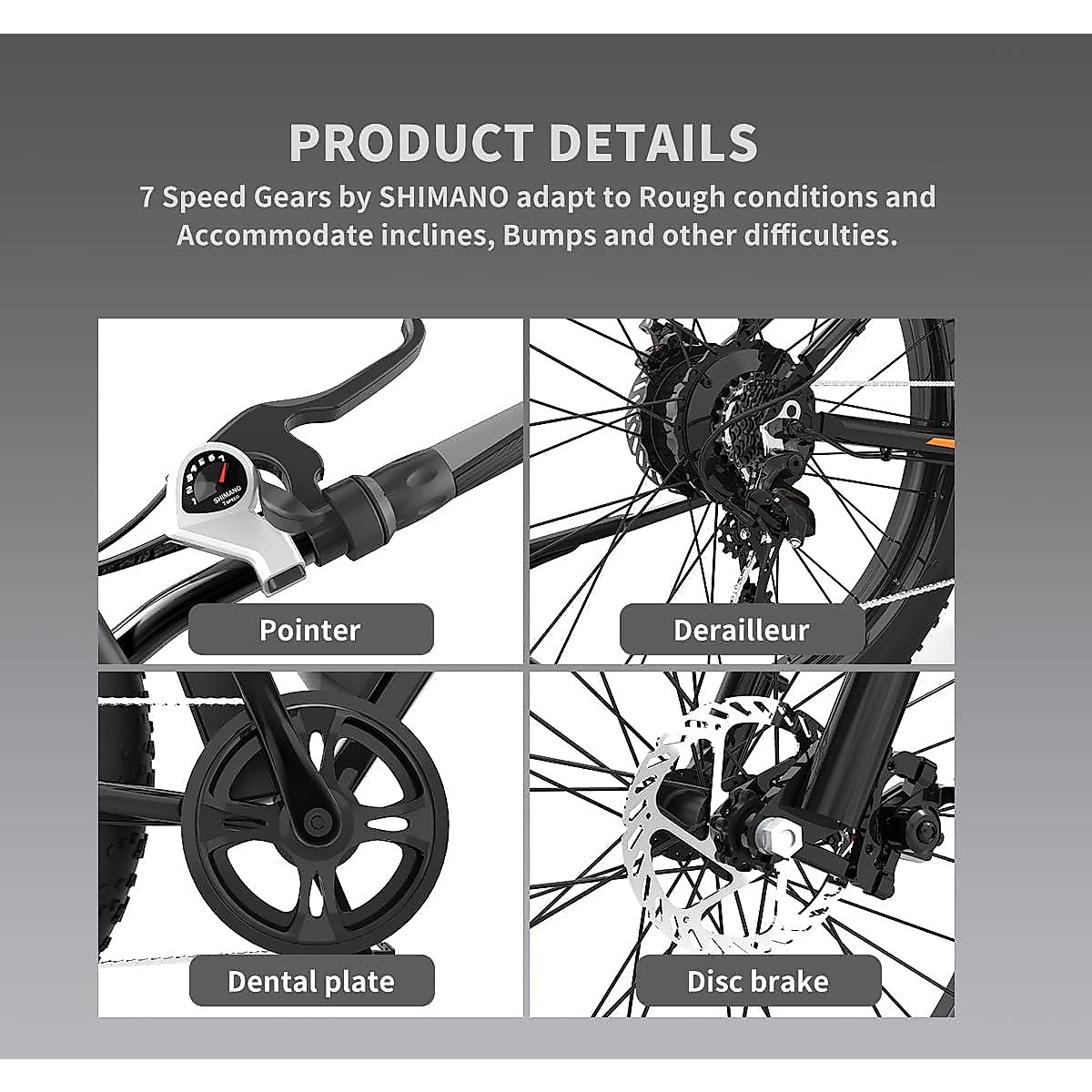 aostirmotor 750W Electric Bike for Adults 26"×4" Fat Tire Electric Bike 48V 13AH Lithium Battery Adult Electric Bicycles, 28MPH E Bike for Adults, Shimano 7 Speed Electric Mountain Bike (White)