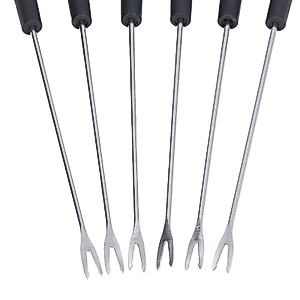 Stainless Steel Fondue Forks, Set of 6 Cheese Forks with Heat Resistant Color Handle for Chocolate Fountain Roast, 9.1"