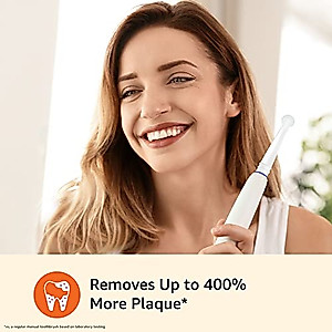 Amazon Basics Rechargeable Electric Toothbrush with 1 handle, 2 Action Clean Brush Heads and 1 Charger, Battery Powered, 4 Piece Set, White