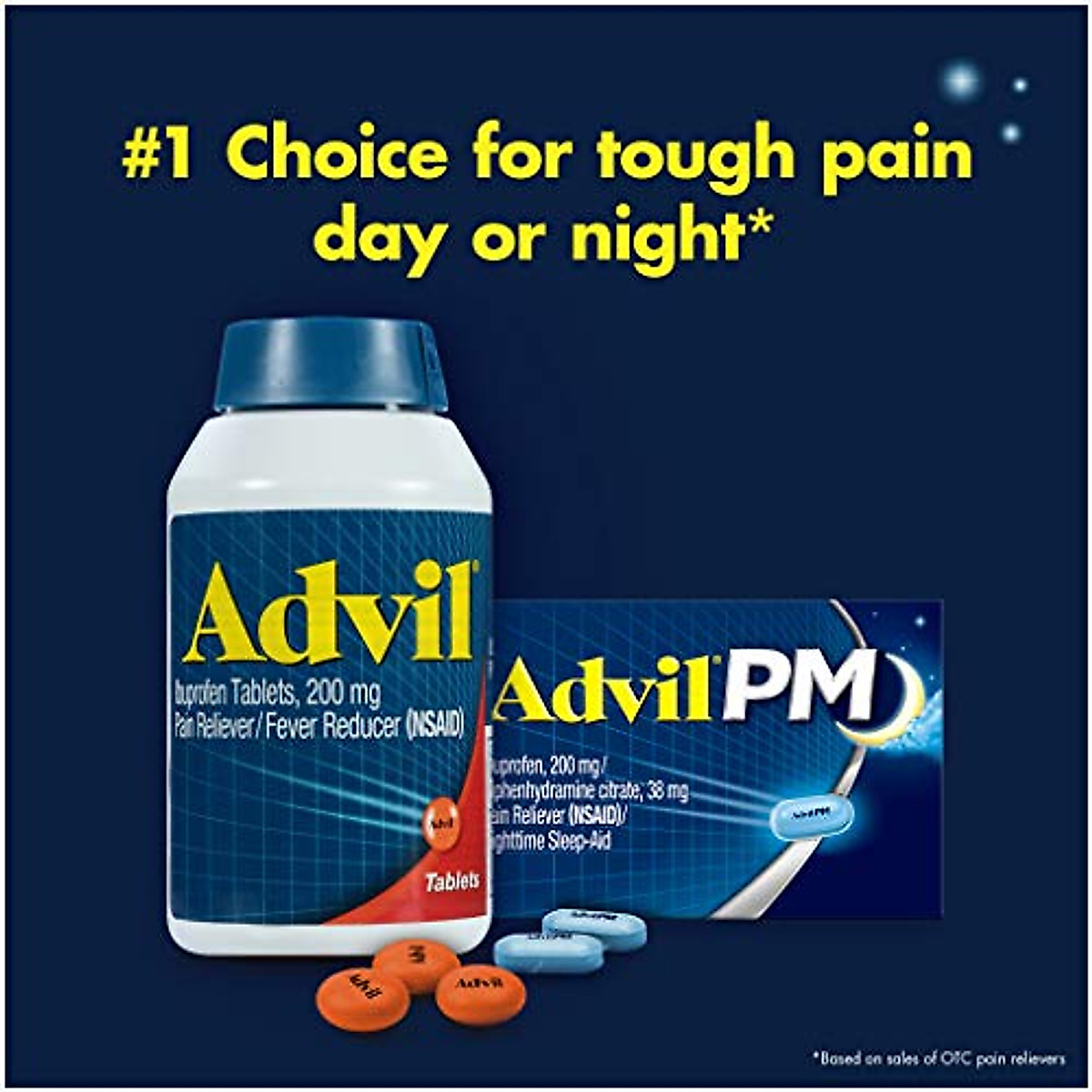 Advil Pain Reliever and Fever Reducer, Ibuprofen 200mg for Pain Relief - 300 Count, Advil PM Pain Reliever and Nighttime Sleep Aid, Ibuprofen for Pain Relief and Diphenhydramine Citrate - 20 Count