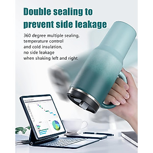 Gpeng 40 oz Tumbler with Handle, Water Bottles with Straw Lid and Anti-Slip Sleeve, Insulated Stainless Steel Travel Mug Cup Holder Friendly, Keep Drinks Cold or Hot for Hours