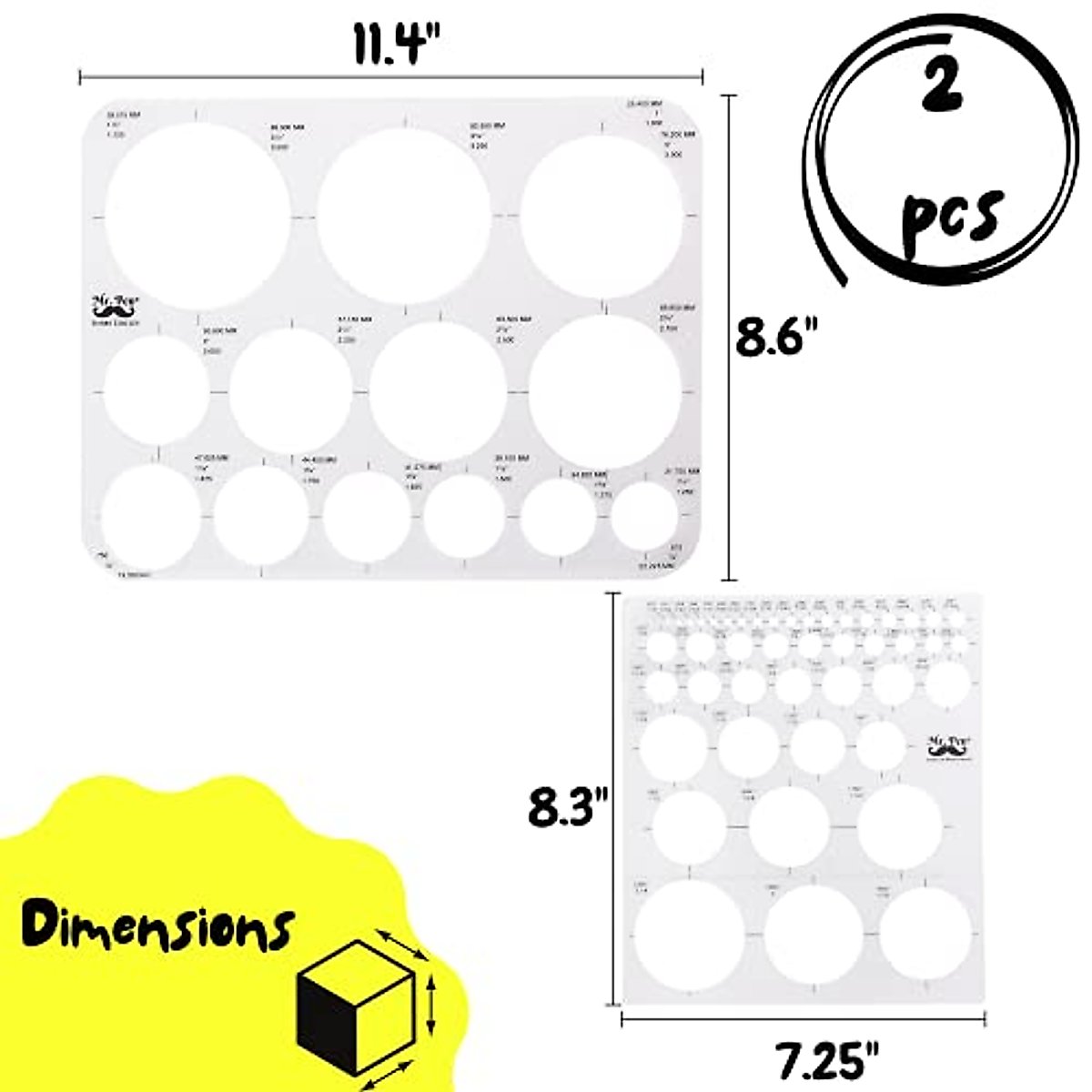 Mr. Pen- Circle Template, 2 pcs, Large and Small Size, Circle Stencil, Circle Ruler, Circle Templates for Drafting, Circle Template for Drawing, Circle Tracers for Drawing, Circle Tracer