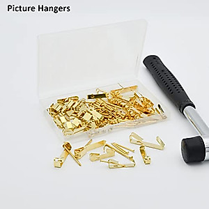 Picture Hooks, 100 Pieces Picture Hanging Kits Including 30lb and 50lb Picture Hanging Hooks, 2 Sizes Professional Picture Hangers with Nails for Drywall Wooden Wall