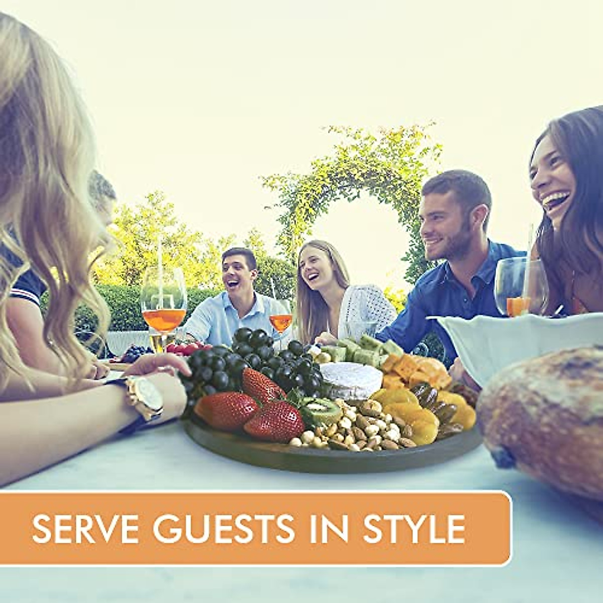 CG Home Heat-Treated Wooden Beech Large Cheese Board, Large Oval Charcuterie Board Platter Unique Housewarming & Bridal Shower Gift Serving Solid Tray Sturdy & Durable