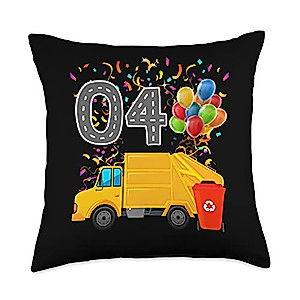 Garbage Truck Dumpsters Bin Birthday Pun Happy O4 Birthday Rear Loader Garbage Truck Throw Pillow, 18x18, Multicolor