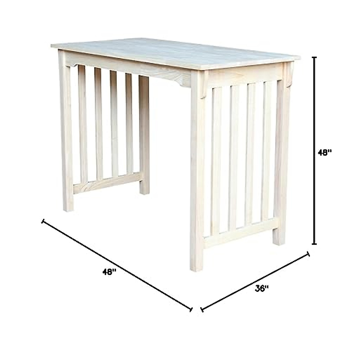 International Concepts Counter Height Mission Table, 24 by 48-Inch, Unfinished