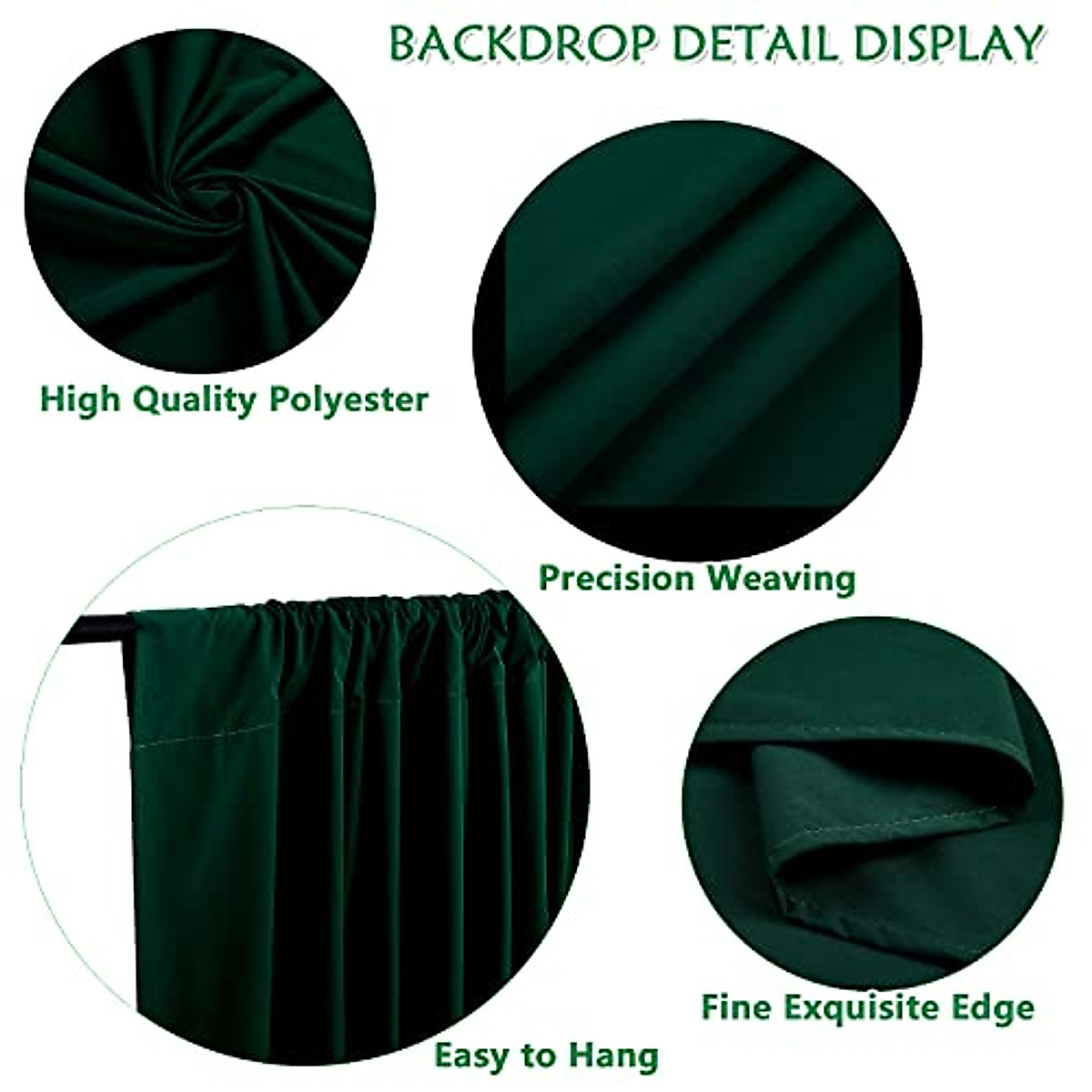 Polyester Backdrop Green Backdrop Curtain for Parties Photo Backdrop 10x8Ft Wedding Baby Shower Photography Background Photo Decor