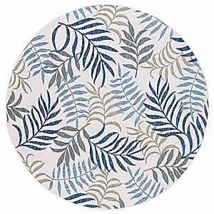 Safavieh Courtyard Collection 6'7" x 6'7" Round Beige/Green Blue CY9631 Indoor/Outdoor Waterproof Washable Mudroom Backyard Patio Area Rug