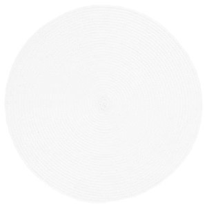 SAFAVIEH Braided Collection Area Rug - 5' Round, White, Handmade Country Farmhouse, Ideal for High Traffic Areas in Living Room, Bedroom (BRD403A)