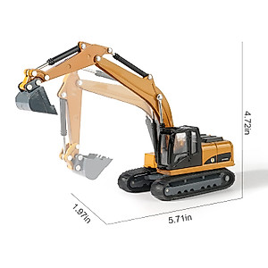 Diecast Semi Truck & Excavator Toy Model Metal Flatbed Truck w/Excavator Tractor Metal Construction Vehicle Models Toys for Kids