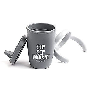 Bella Tunno Happy Sippy Cup – Transition Sippy Cups for Baby 6 Months and Older, Baby and Toddler Sippy Cups with Removable Handles and Non-Toxic, BPA Free Silicone, Sip Sip Hooray, 8 oz