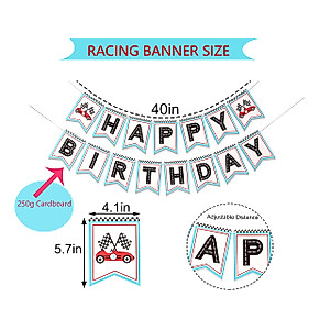 Retro Racing Happy Birthday Banner - Happy Birthday Banner, Racing Themed Party, Racing Party Decoration. Boys racing themed birthday decorations. Wall banner for racing fans.