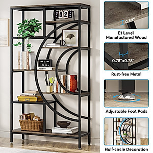 Tribesigns 71 in Geometric Bookcase Set, Industrial 8-Tiers Bookshelves, Tall Etagere Bookcase with Metal Frame, Freestanding Open Storage Shelving Units for Home Office, Living Room