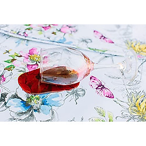 Benson Mills Spillproof Spring/Summer Fabric Outdoor Tablecloth with Umbrella Hole, Zippered Table Cloth for Rectangle Tables, Picnic/Patio (Blooming Floral, 60" X 84" Rectangular with Umbrella Hole)