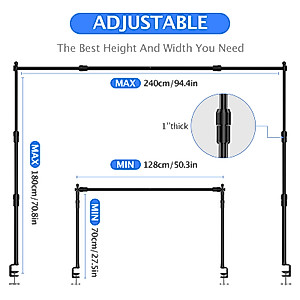EMART 70''Tall Adjustable Over The Table Rod Stand, 50-94" Length, Balloon Flower Arch Stand for Birthday, Wedding, Party, Christmas, Anniversary Decorating