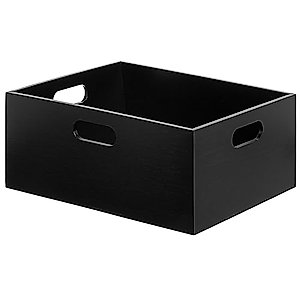 StorageWorks Bamboo Organizers for Shelves, Handcrafted Bamboo Storage Containers for Snacks, Spices, or Drinks, Black Wooden Crates with Built-in Handles, Jumbo, 1 Pack