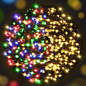 AmyHomie Color Changing Christmas Lights, 108Ft 300LED Warm White Multicolor Christmas String Lights, 8 Modes Waterproof Fairy String Lights for Outdoor & Indoor Christmas Tree Home Patio Garden Decor