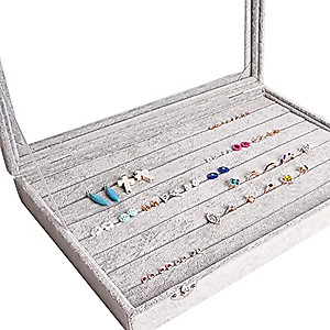 AUTOARK Ice Velvet Clear Lid 7 Slots Jewelry Rings Earrings Tray Showcase Display Organizer,AJ-023