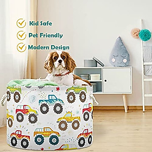 visesunny Hand-Drawn Cartoon Monster Truck Graffiti Laundry Baskets Fabric Storage Bin Storage Box Collapsible Storage Basket Toy Clothes Shelves Basket for Bathroom,Bedroom,Nursery,Closet,Office