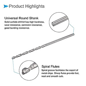 CoCud Solid Carbide Drill Bits, 1.5mm Diameter, Left Hand YG6X (C3/K10) Tungsten Carbide Straight Shank Twist Drill Bits - (Applications: for Stainless Steel Alloy), 2-Pieces