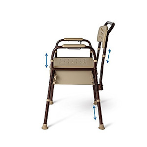 Medline Elements Bedside Commode, Infused with Microban Protection, Height Adjustable Seat and Arm Rests, Flat Lid Cover for Discreet Storage, 400 lbs Weight Capacity, Microban, 1 Count