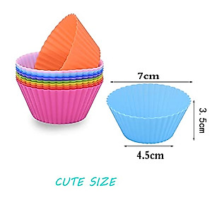 Silicone Cupcake Liners 24 PCS, Baking Cups Liners, Reusable Non-stick Muffin Cups Cake Molds Standard, Multi-Color