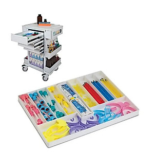 American Goods Medical Dental Drawer Organization Tray White Dental Cart Section Drawer Plastic Tray for Organization Medical/Dental Supply (15 Section)