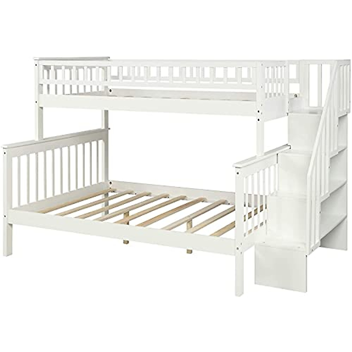 ATH-S Bunk Beds Twin Over Twin Wood Bunk Bed Frame for Boys Girls Teens, Can be Divided into 2 Beds, Gray (Color : White, Size : Twin Over Full)