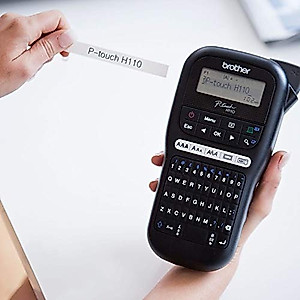 Brother PT-H110 Label Maker, P-Touch Label Printer, Handheld, QWERTY Keyboard, Up to 12mm Labels, Includes 12mm Black on White Tape Cassette