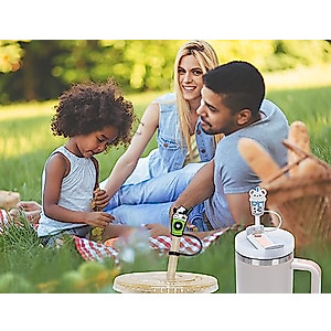 Fepdiu 6pcs Straw Covers Cap for Stanley Cup,6-8mm Cartoon Straw Cover,Reusable Drinking Silicone Straw Covers,Dust Proof Straw Toppers Covers for Stanley Cup Accessories