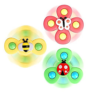 ALASOU 3PCS Suction Cup Spinner Toys for 1 Year Old Boy Girl|Spinning Top Baby Toys 6 12 18 Months|1 2 Year Old Boy Birthday Gift|Baby Bath Toys for Kids Ages 1-3|Sensory Toys for Toddlers 1-3