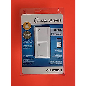 Lutron PD-5ANS-WH-R WIRELS Switch WHT 5A, White & Gray