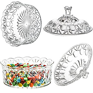 Lawei 2 Pack Candy Dish with Lid, Acrylic Decorative Candy Jar Crystal Covered Sugar Bowl for Candy Buffet, Party, Wedding, Home Decoration