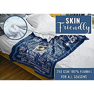Lake House/Life Gifts Throw, Flannel Blanket for Women Men, 50" x 65" - Funny Lake Rules Quotes - Boating/Fishing Gifts - House Decor Decorations for Home Porch Bed Sofa Room