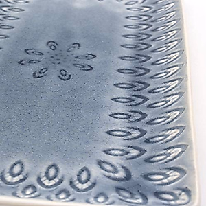 Euro Ceramica PK- Peacock Rectangular Platter, One Size, Grey