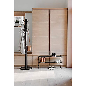 Umbra Flapper Coat Rack, Clothing Hanger, Umbrella Holder, and Hat Organizer, for Entryway, W400×D400×H1650mm, Walnut