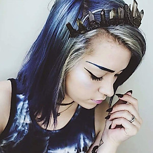 HAIMEIKANG Raw Crystal Quartz Crown Headband Handmade Tiara Natural Stone Headband for Woman Wedding and Parties (Black)