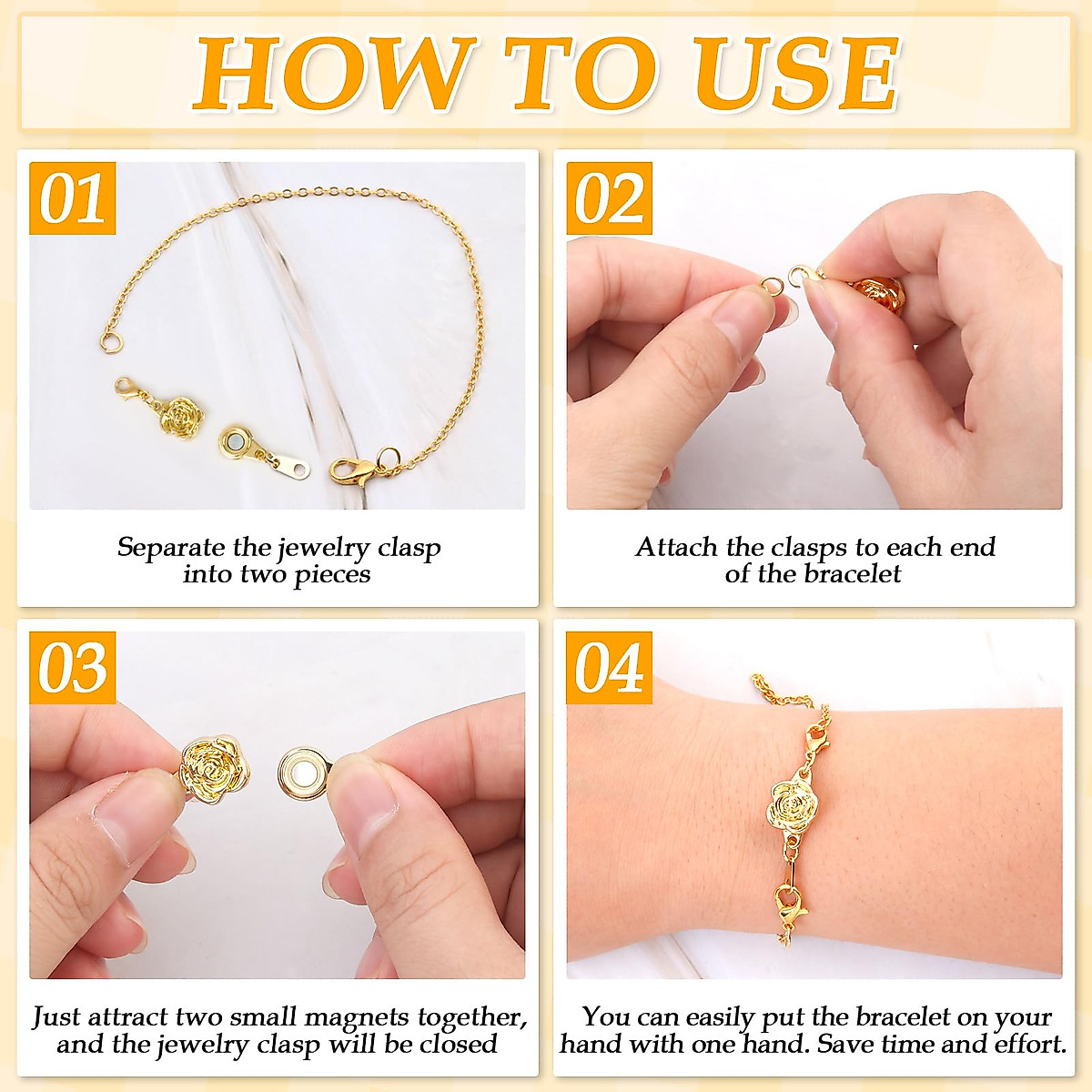 Paxcoo 12Pcs Magnetic Necklace Clasps and Closures, Locking Magnetic Jewelry Clasps, Magnetic Necklace Extender, Necklace Clasp Helper for Necklaces, Bracelets and Jewelry