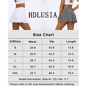 HDLUSIA Women's Active Skort Athletic Stretchy Pleated Tennis Skirt for Running Golf Workout White