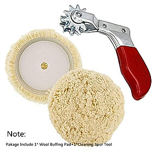 Wool Buffing Pads Set ,Pure Wool 7inch Wool Buffing & Polishing Pads+ Cleaning Spur Tool for Revitalizing Polisher Compound Pads and Bonnets