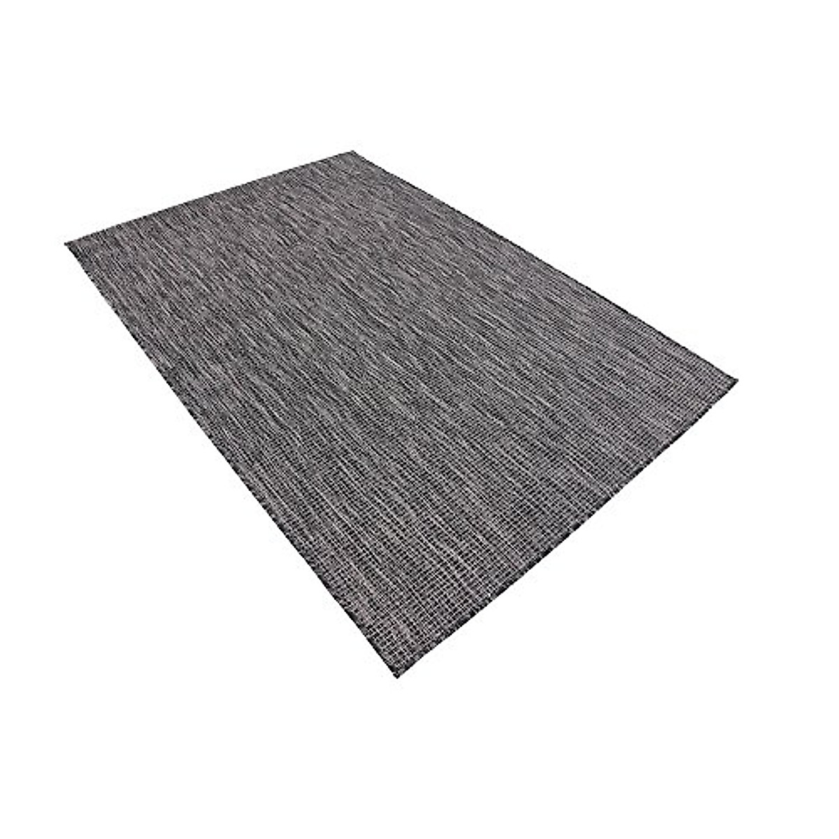 Unique Loom Collection Casual Transitional Solid Heathered Indoor/Outdoor Flatweave Area Rug, Rectangular 5' 0" x 6' 0", Black/Beige