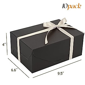 UnicoPak Black Gift Boxes 10 Pack 9.5x6.6x4 Inches, Gift Boxes for Presents, Bridesmaid Proposal Box, Gift Box for Wedding, Birthday, Baby Shower, Anniversary, Graduation, Christmas