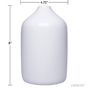 Hosley 8 Inch High White Ceramic Vase. Ideal Gift for Wedding Floral Vase Votive Garden Party Home Decor Office Spa Aromatherapy O9