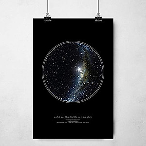 Custom Personalized Night Sky Star Map Poster, Unframed Print with Black Background