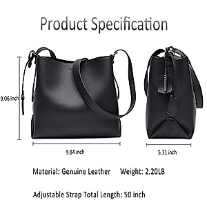Hobo Bags for Women, Black Leather Shoulder Purse Ladies Designer Crossbody Bucket Handbags